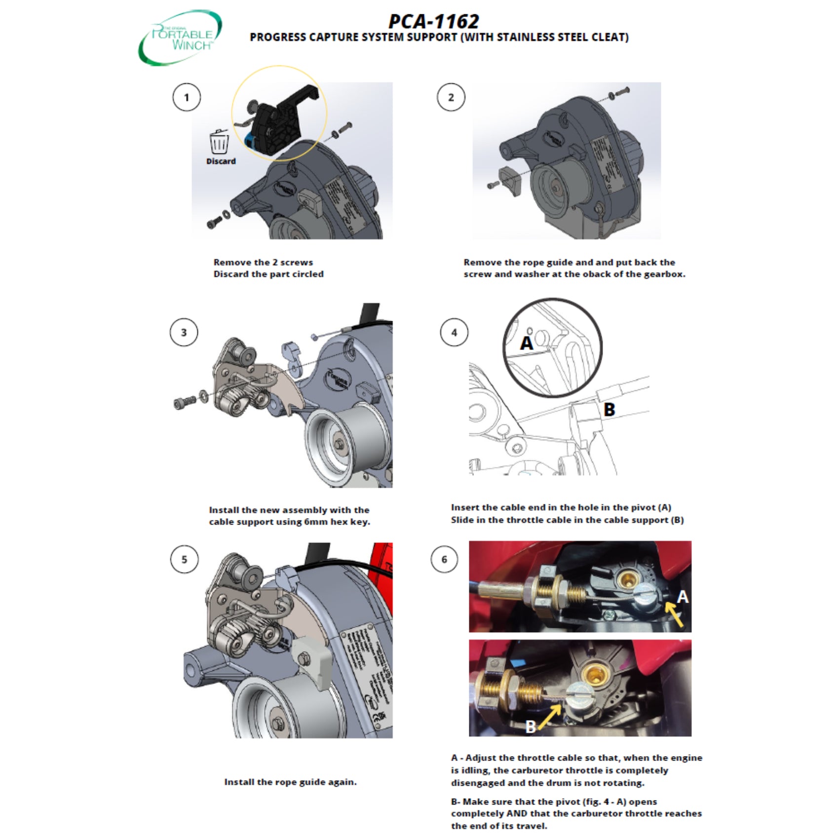 PCA-1162 PROGRESS CAPTURE SYSTEM SUPPORT INSTRUCTION – Portable Winch CA