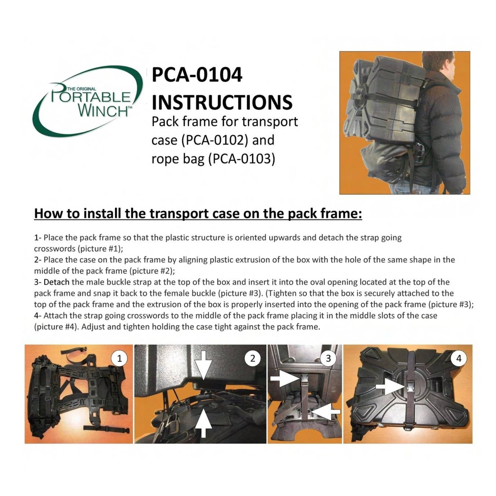 PCA-0104 MOLDED PACK FRAME INSTRUCTIONS – Portable Winch CA